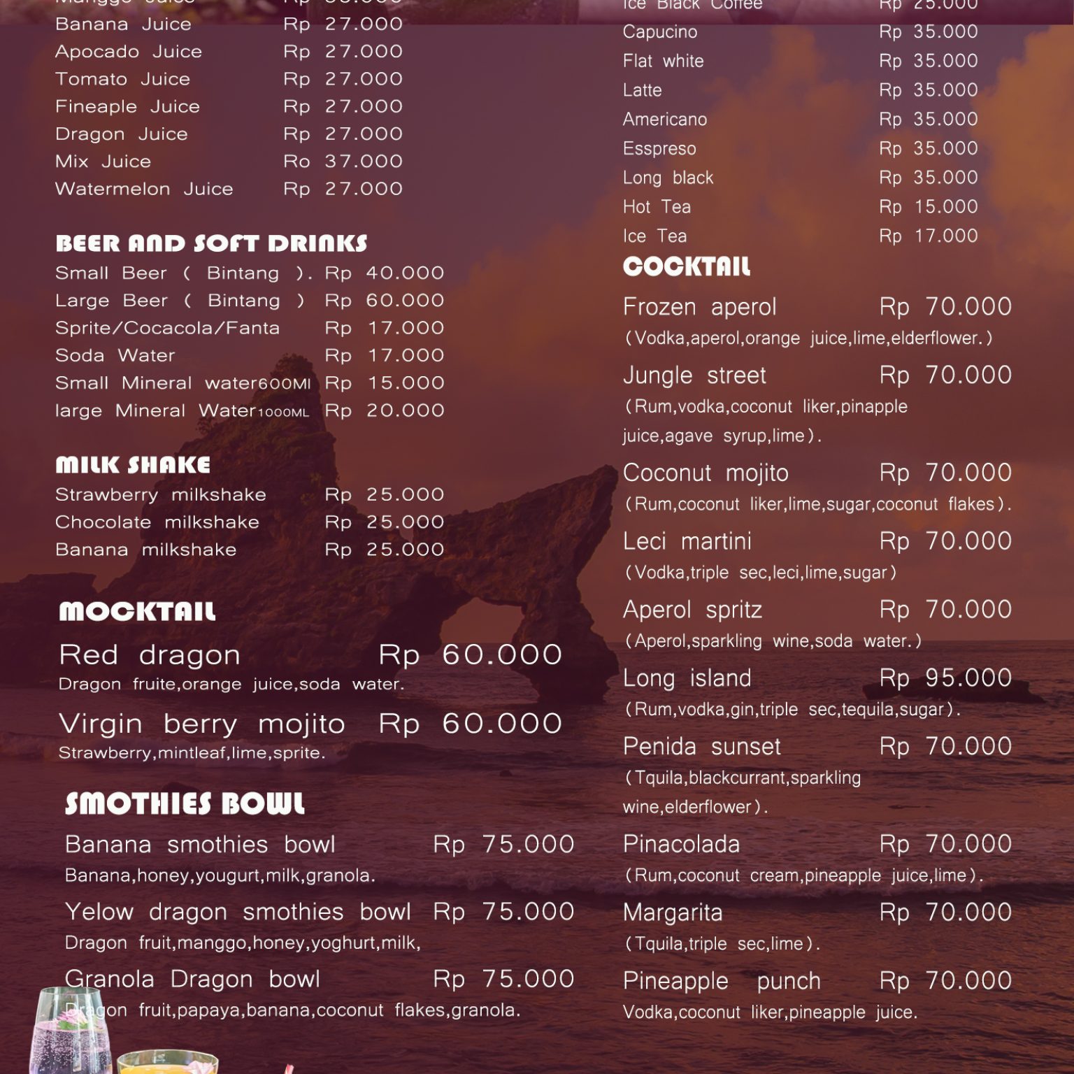 Nusa Penida Restaurant - Pasta - Pizza - Steaks - Cocktail